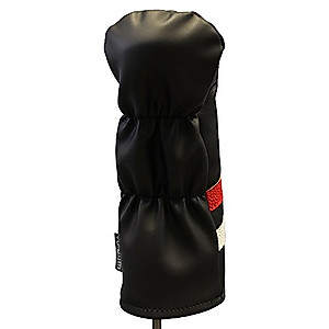 Majek Retro Golf Headcover Black Red and White Vintage Leather Style #5 Fairway Wood Head Cover Classic Look