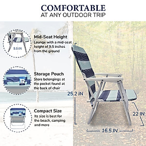 Caribbean Joe Folding Beach Chair, 1 Position Lightweight and Portable Foldable Outdoor Camping Chair with Carry Strap, Horizon Stripe