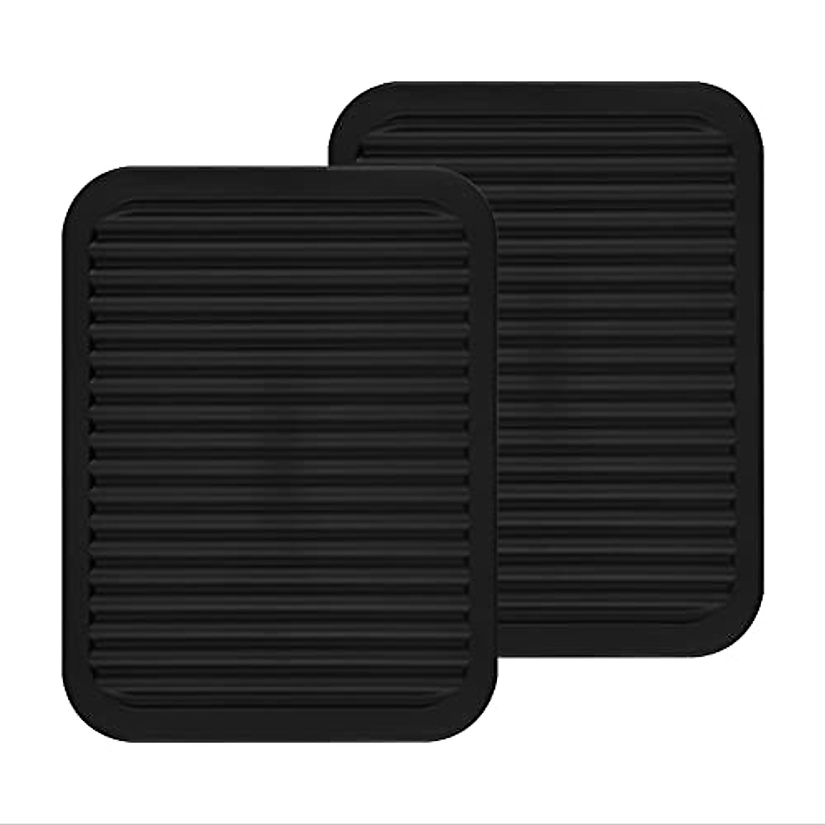 Nstezrne Trivets for Hot Dishes, Hot Pads for Kitchen Silicone Trivet Dish Mat, Trivets for Hot Pots and Pans, Multi Purpose Heat Resistant Mats for Countertops Rectangular Pot Holders Set 2 Black