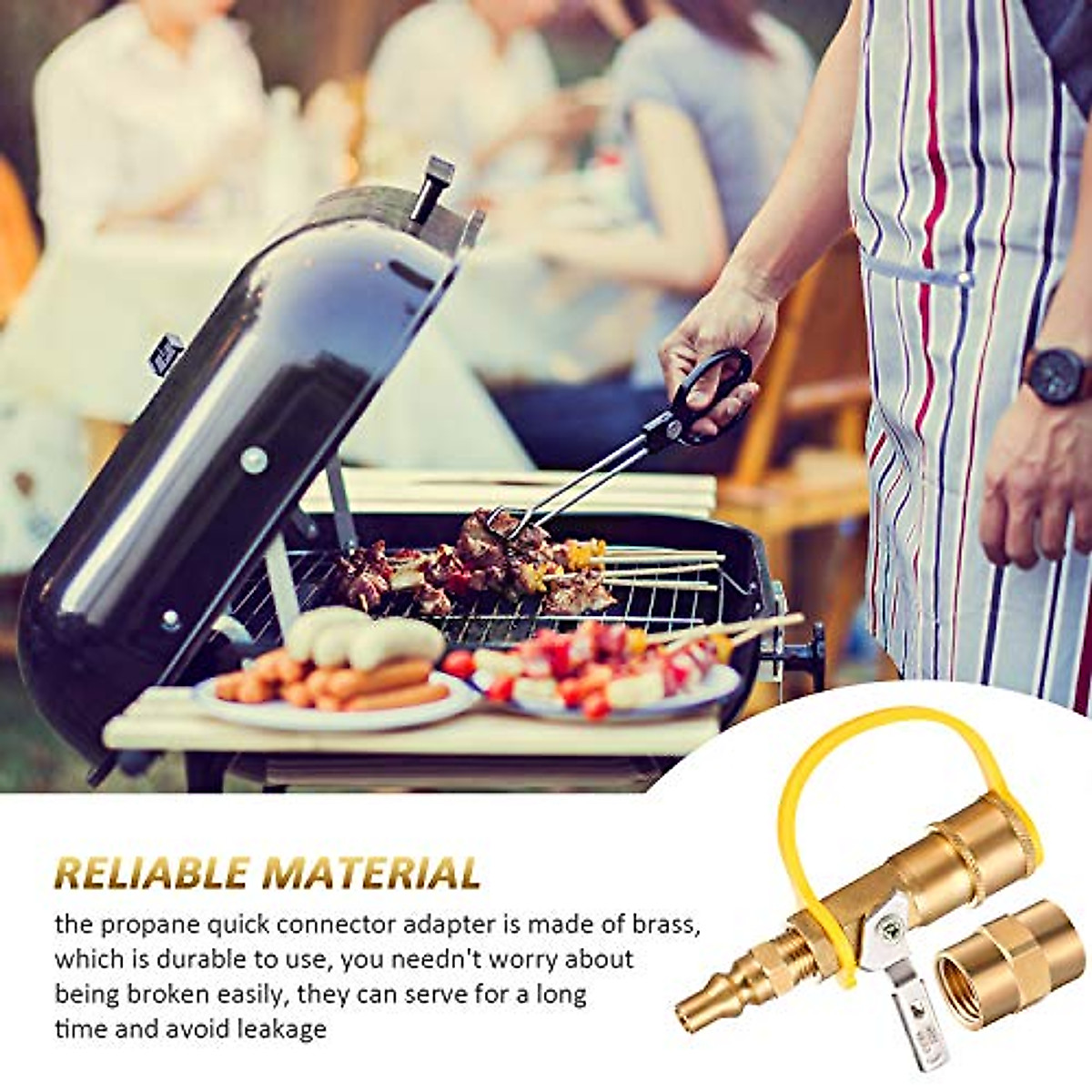 1/4 Inch RV Propane Quick Connector Adapter Full Flow Plug Brass Shutoff Valve for Propane Hose Natural Gas Accessories, Brass Pipe Fitting, Coupling, 1/4 x 1/4 Inch Female Pipe