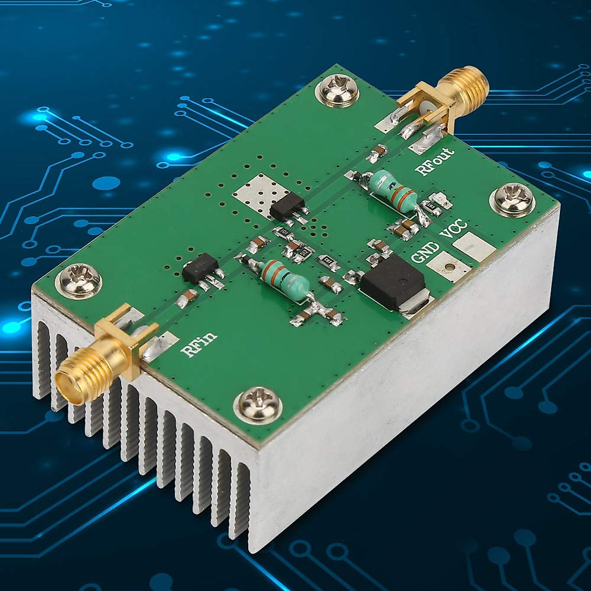 1-512MHz 1.6W Wideband Low Power RF Amplifier Broadband RF Low Power Amplifier with Heat Sink for Shortwave FM Ham Radio