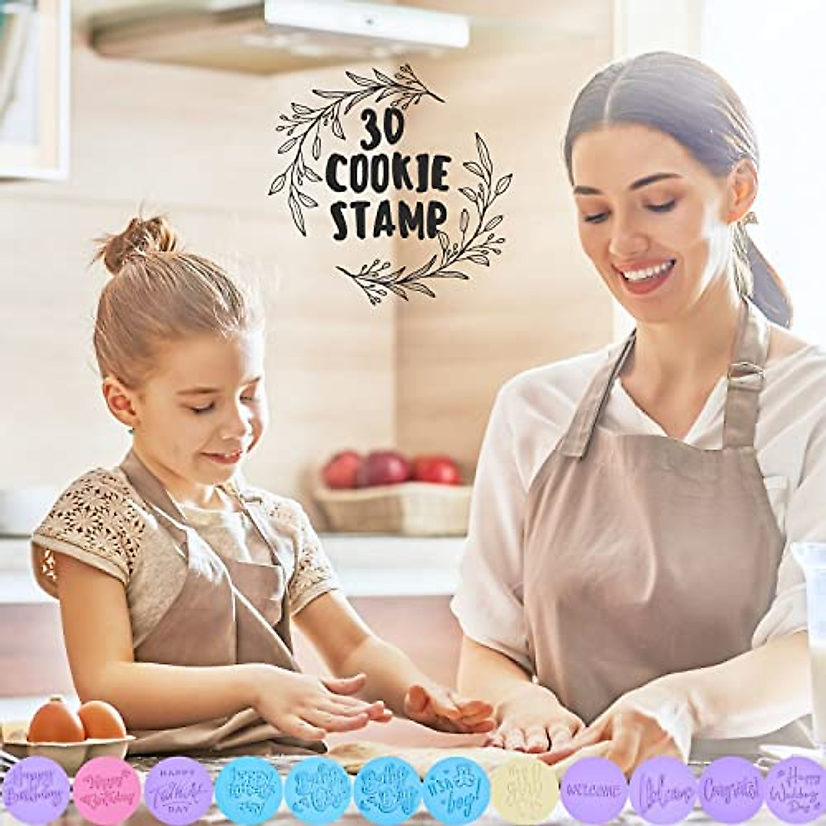 Crethinkaty 2 Pieces Happy Birthday Fondant Embosser 3D Design Cookie Stamp for Baking Cookies,Decorating Cake/Sugar Paste/Cupcake