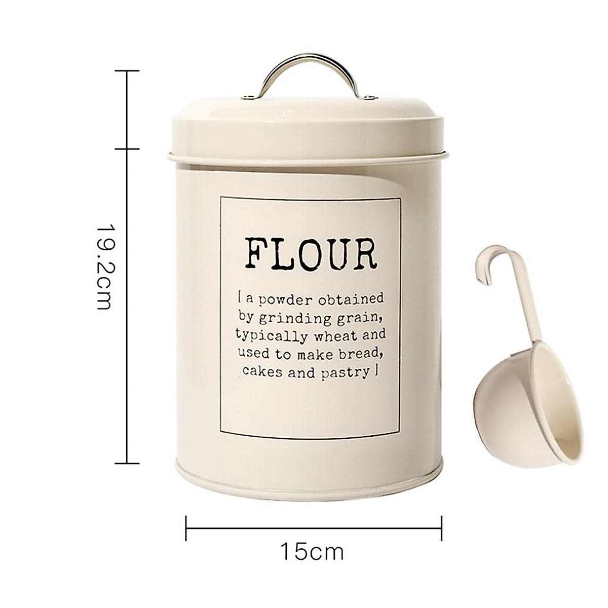 ＫＬＫＣＭＳ Rustic Metal Storage Tin Jar 3L Container, Sealed Lid, FLOUR