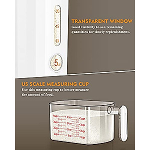 VenDotbi 26.5 Lbs Rice Dispenser, Rice Container with Measuring Cup, Large Capacity Food Storage Container with Lid, Food Dispenser Kitchen Organization for Home Kitchen Pantry Rice Soybean Corn