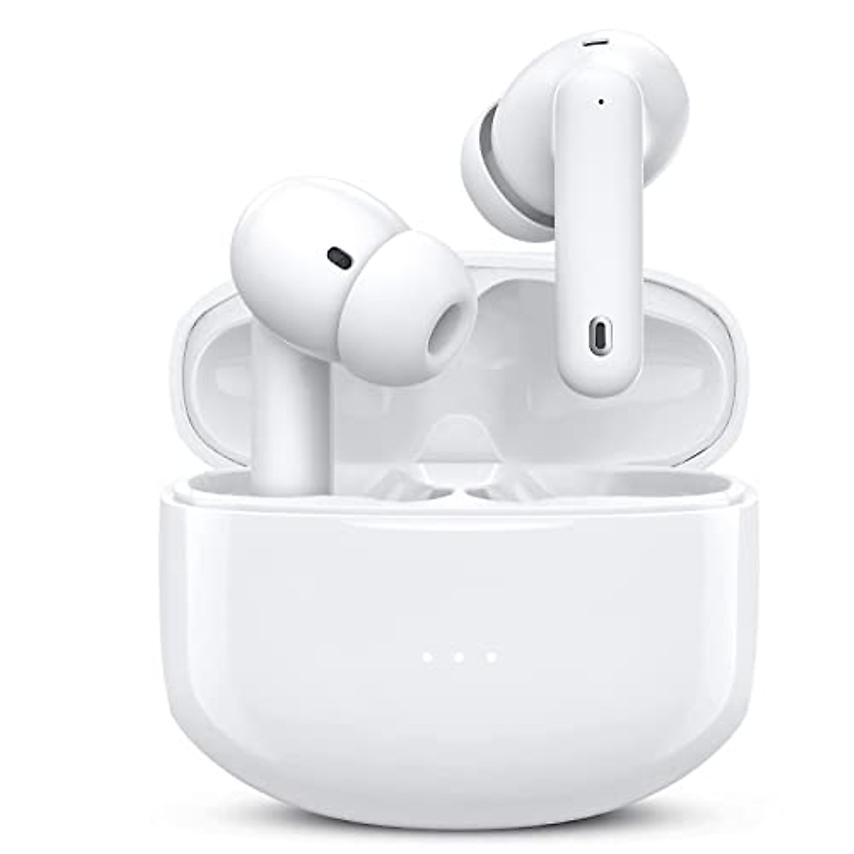 HISOOS Wireless Earbuds Bluetooth Active Noise Cancelling Headphone Wireless Ear Buds in-Ear Headphones with Charging Case IPX7 Waterproof Earphones for iPhone Android,Music Game Call (White)