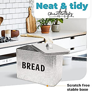 Saratoga Home Farmhouse Bread Box Extra Large, 30% Thicker Stainless Steel Bread Box for Kitchen Countertop, Fits 2+ Loaves, Galvanized Rustic Breadbox