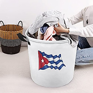 Cuba Flag Large Laundry Basket Hamper Bag Washing with Handles for College Dorm Portable