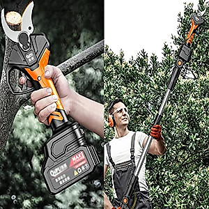 Electric Cordless Pruning Shears Professional Cordless Electric Pruning Battery Powered Pruner Branch Cutter 50mm/2in Cordless Pruning Shears With Extension Rod For Gardens, Parks, Farms, Etc. (Color