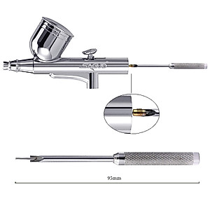 SAGUD 19 Piece Airbrush Cleaning Kit, Glass Airbrush Cleaning Pot with Holder, 5 Cleaning Brushes, 5 Cleaning Needles, 1 Washing Needle, 1 Repair Tool, Air Brush Protection Covers.