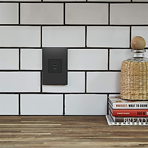 adorne Full-Size, USB Outlet, Ultra Fast Charge, A/C USB Outlet, Graphite, ARUSB2AC6G4