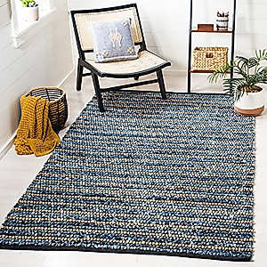 SAFAVIEH Cape Cod Collection Area Rug - 5' x 8', Blue & Natural, Handmade Flat Weave Braided Jute & Cotton, Ideal for High Traffic Areas in Living Room, Bedroom (CAP363A)