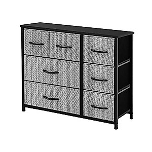 AZL1 Life Concept Dresser Storage Furniture Organizer-Large Standing Unit for Bedroom, Office, Entryway, Living Room and Closet-7 Removable Fabric Drawers, Black and White