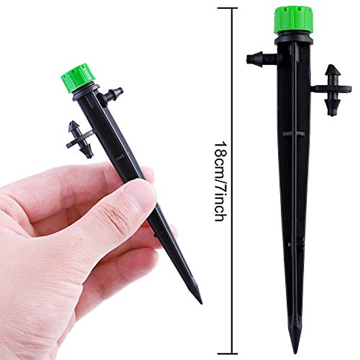 URATOT 60 Pieces 360 Degree Adjustable Irrigation Drippers with Barbed Connector for 4/7 MM Tube, Water Flow Drip Stakes Emitter Drip System