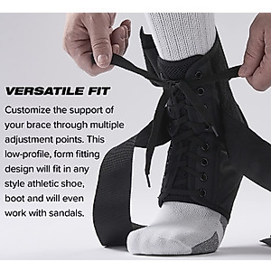 Ultra 360® Lace-Up Adjustable Ankle Brace – For Ankle Stabilization, Adjustable Compression (Large, White)