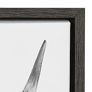 Kate and Laurel Sylvie B&W Highland Cow No. 1 Portrait Framed Canvas Wall Art By Amy Peterson Art Studio, 28x38 Gray, Rustic Farm Animal Art For Wall