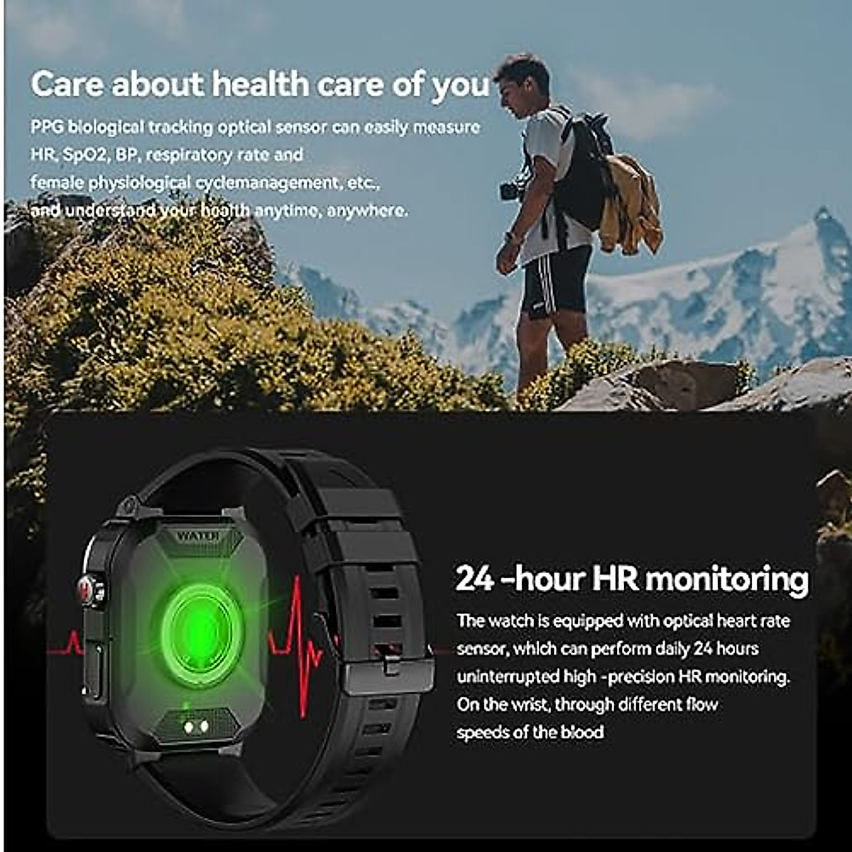 gussein Gard Pro Ultra Smart Watch, Gard Pro Ultra Smart Watch, Military Magnetic Charging Smart Watch, Full Touch Screen Bluetooth Call Outdoor Sports Watches, Fitness Tracker (Black)