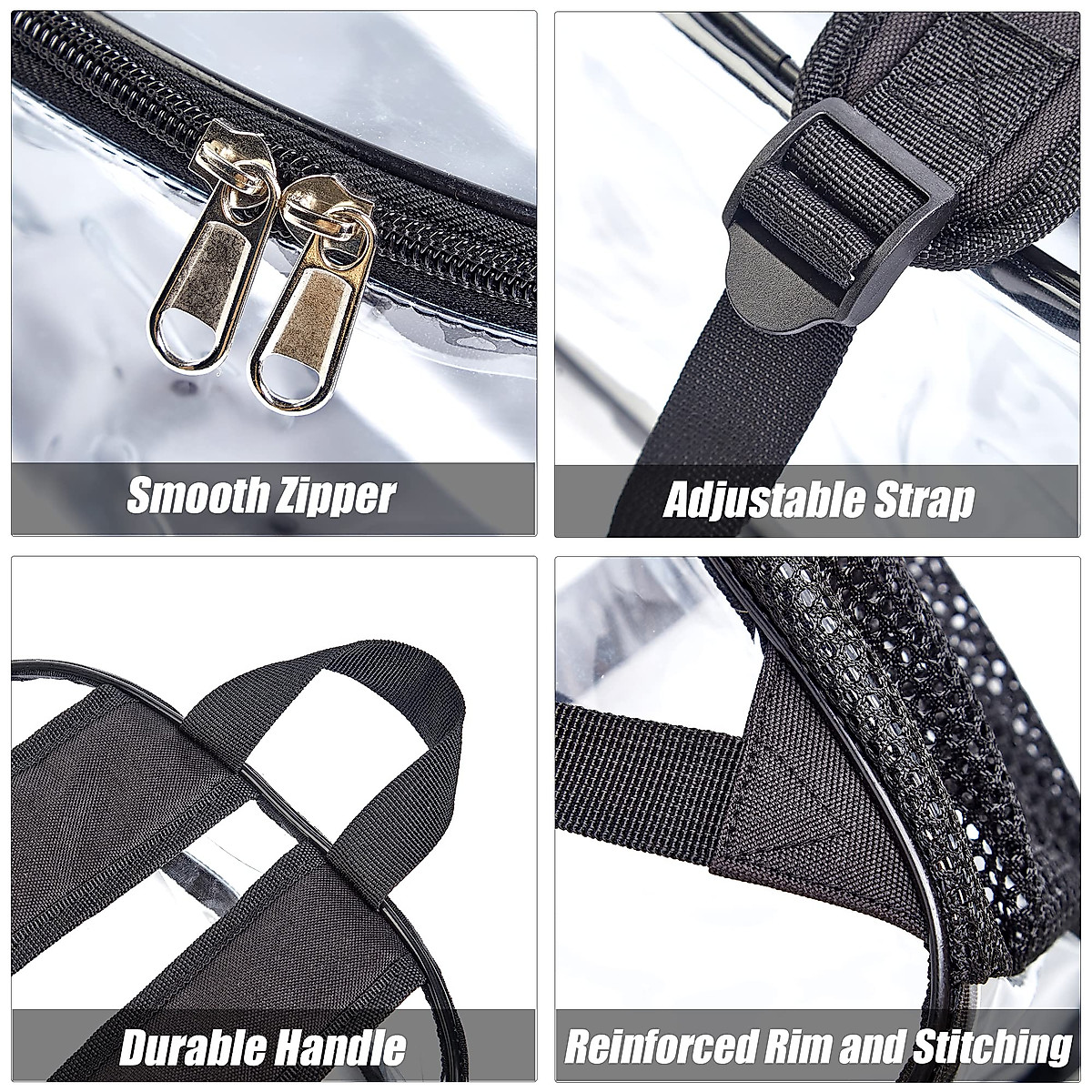 Vikcnitor Clear Mini Backpack Stadium Approved, Heavy Duty Waterproof Clear Bookbag for Concerts, Work, Sport Events-Black