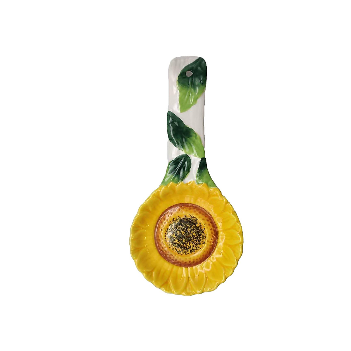 ACK Ceramic Hand Painted Tuscany 3D Sunflower Spoon Rest,Cooking Spoon Holder for Kitchen Counter, Utensil Rest for Spoon, Ladle, Spatula, Kitchen Décor