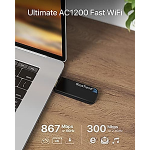BrosTrend 1200Mbps USB WiFi Network Adapter for Laptop, Desktop PC of Windows 11/10/8/7, USB 3.0, Wireless Adaptador AC1200 Dual Band 5GHz/2.4GHz