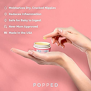 Popped Organic Nipple Butter | Moisturizing Nipple Cream for Sore, Dry, and Cracked Nipples | Postpartum Essential Balm for Breastfeeding, Nursing (2 fl oz)