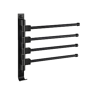 Rotating Towel Bar Hand Towel Holder Wall Mounted Storage Shelf Towel Ladder Hanger for Bathroom Kitchen Waterproof Towel Bar Holder Rack Adhesive Bathroom Replacement Bath Shelf Small Wall