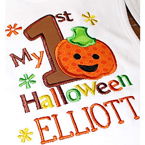 Fantasy Kids Designs First Halloween Bib Baby Unisex Bib Personalized with Custom Name (White Bib)