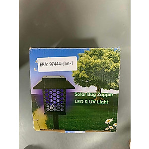 Jahy2Tech 2 Pack Solar Bug Zapper Outdoor Solar Powered Mosquito Zapper Killer Lamp Fly Zapper Repellent Lighting Stake Landscape Fixture for Garden Patio Pathway Backyard Camping, Black