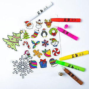 JOYIN Christmas 18 PCS Window Sun Catchers DIY Paint Art and Craft Kit, Make Your Own Window Clings for Christmas Holiday Decorations,Kids Art Project