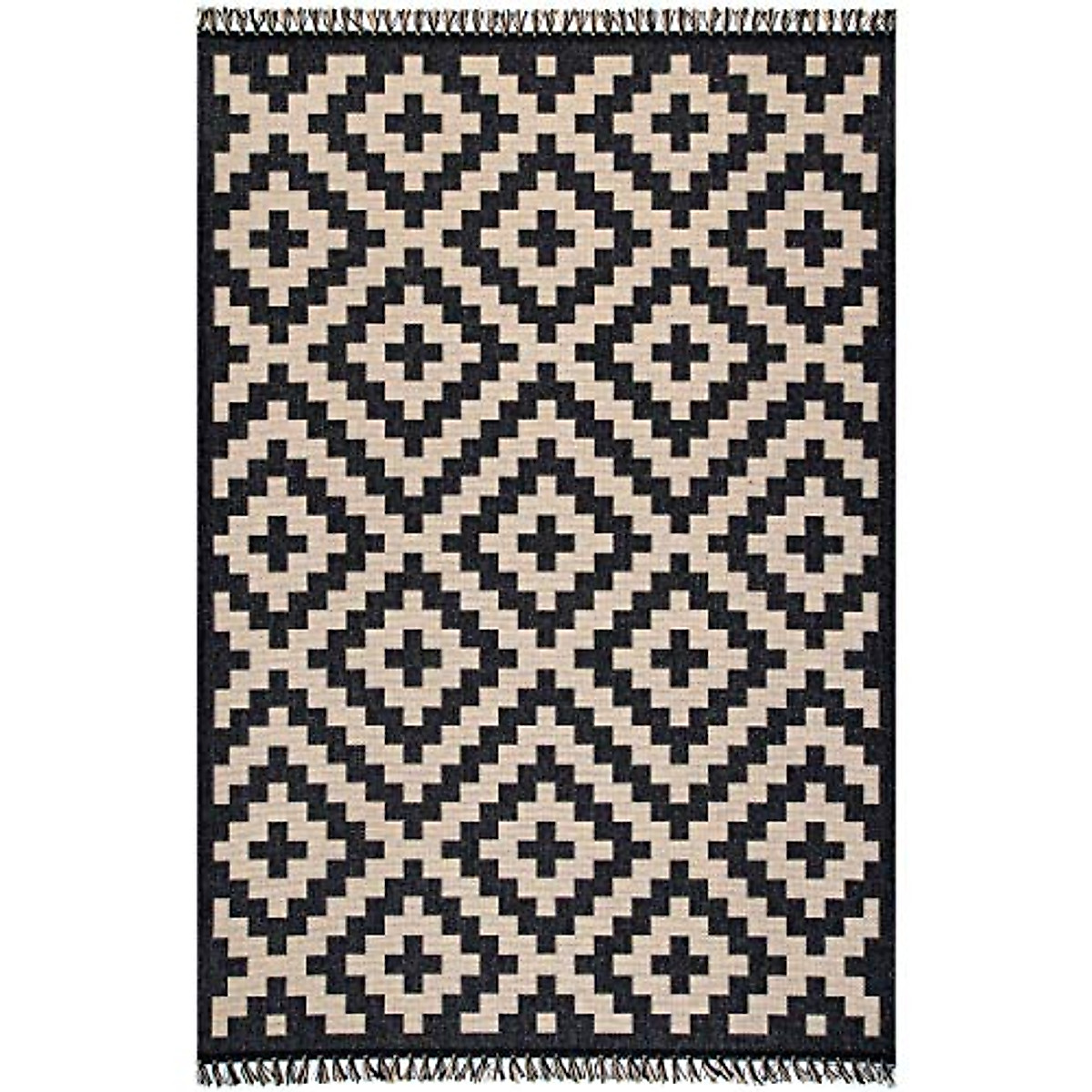 nuLOOM CTTR09A-406 Annalise Modern Aztec Indoor/Outdoor Area Rug, 4' x 6', Black Restaurant