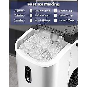 Kndko Countertop Ice Maker with Handle, 26 lbs/Day, 9pcs Bullet Ice in 6 min, Smart Self-Cleaning, Portable Ice Makers Countertop for Home/Office/Party/RV