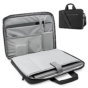 Inateck 15.6 Inch Laptop Sleeve,180° TSA Shoulder Bag,Splash-resistant 3-Way Laptop Carrying Case,Handbag with Trolley Strap Compatible with 15-15.6 Inch Laptop/Chromebook/Notebook for Commuting