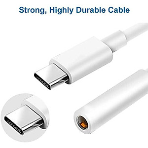 MMOBIEL USB C to 3.5mm Audio Jack Headphone Adapter Compatible with iPad Pro / Air - Samsung Galaxy S22 S21 S20 FE Ultra - Note 20 10 - Google Pixel 6 5 4 - White