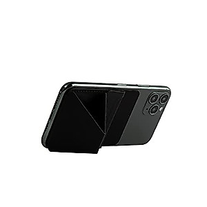 MOFT Cell Phone Stand with 2 Viewing Angles for Andriod, iPhone and All Smartphones, Repositionable, Residue-Free 3-in-1 Adhesive Wallet Stand (Pure Black)