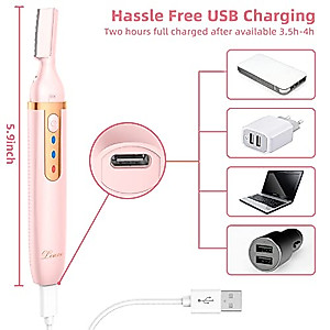 leuxe Eyebrow Trimmer and Facial Hair Remover Cordless Hair Remover for Face,Lips,Armpit,Portable Rechargeable Bikini Shaver (Pink)