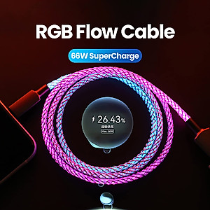 MOSHOU USB C Glowing Charging Cable 3ft, RGB Light Gradual Lighting USB C to USB C, PD 100W Fast LED Charging Wire Glowing Cable for Samsung Galaxy S24/S23/S22/S21Plus A60 A50 Note 20 (TypeC to TypeC)