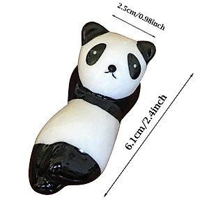 MIUFA Ceramic Cute Panda Chopsticks Rest Stand Holder for Chopsticks, Forks, Spoons, Pen,Gift for Boys Girls (Set of 8pcs)