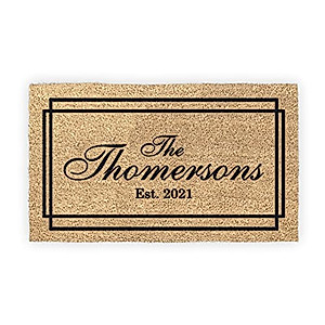 Personalized Last Name Coir Coconut Husk Doormat Door Mat 18x30 or 24x36 (18"x 30")