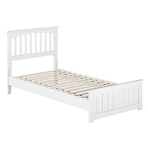 AFI, Becket Twin XL Solid Wood Low Profile Platform Bed with Matching Footboard, White