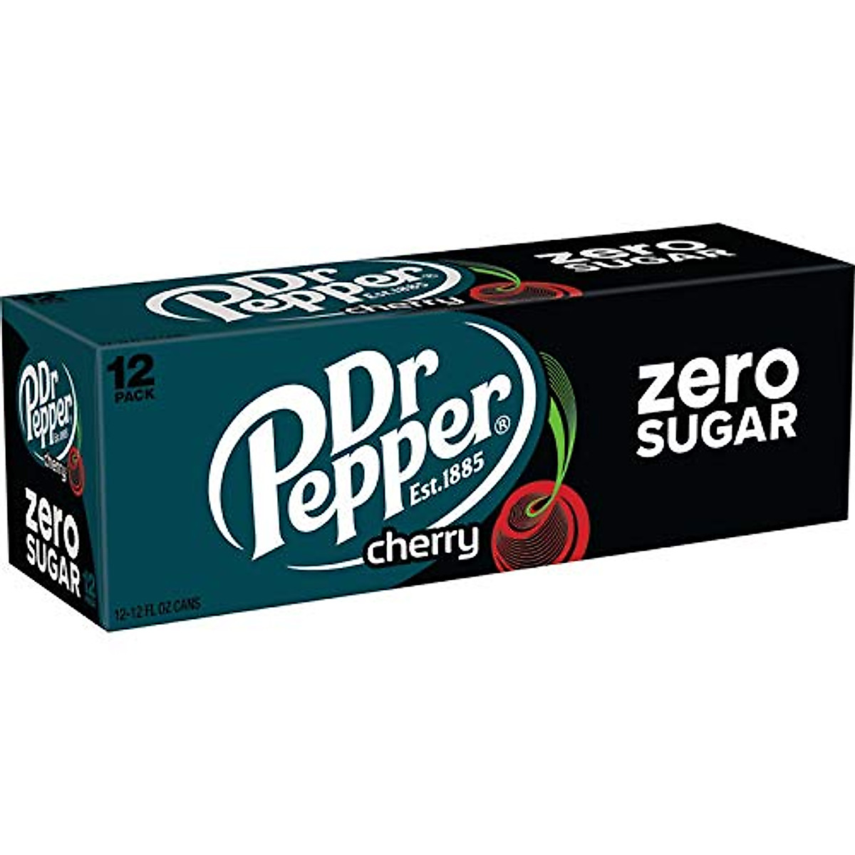 Dr Pepper Cherry Zero Sugar Soda, 12 fl oz cans (Pack of 12)