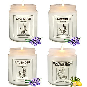 Candles for Home Scented, 4 Pack Lavender Scented Candles Gifts for Women 28 oz 200 Hour Long Lasting Natural Soy Candles, Aromatherapy Candle Set Stress Relief