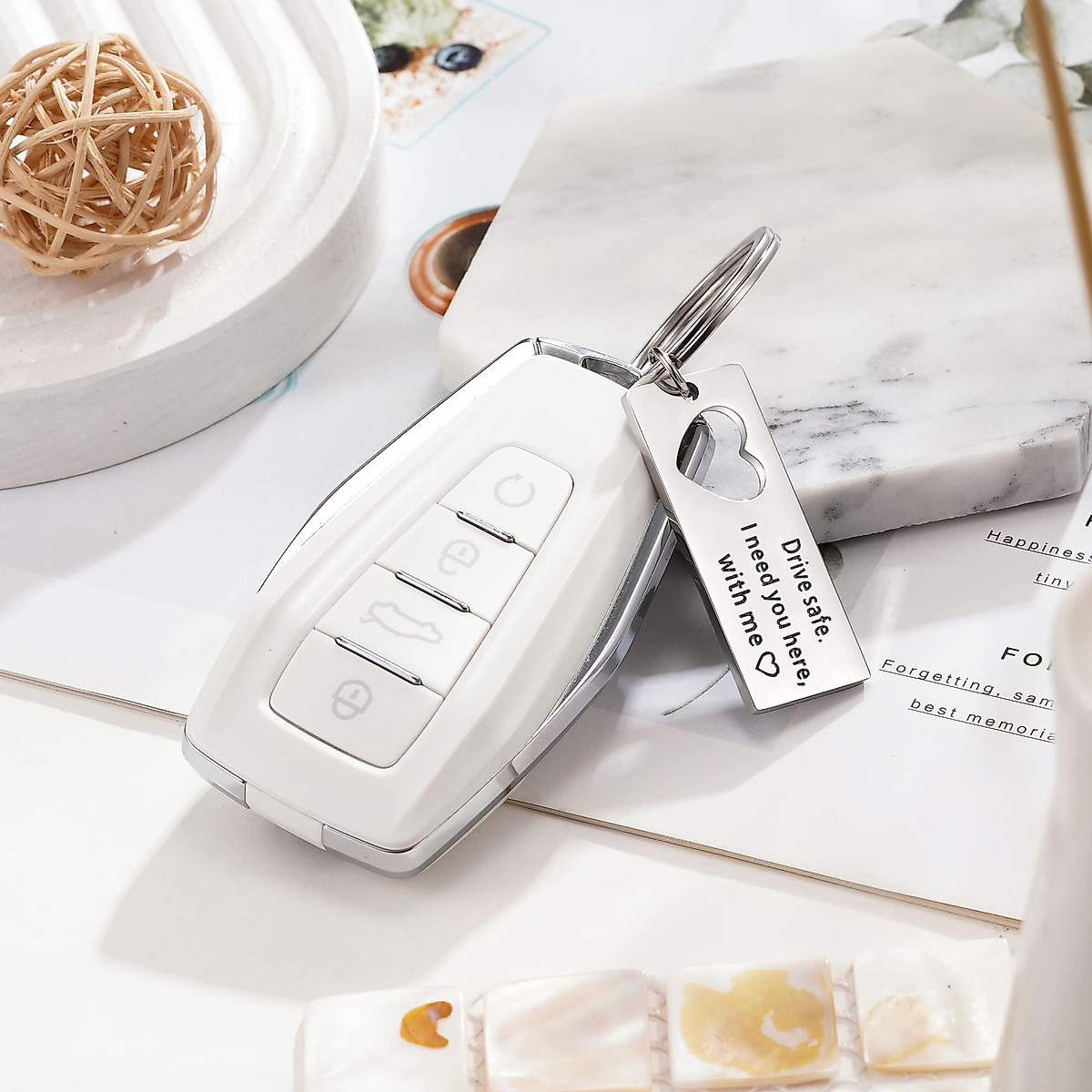 Tarsus Drive Safe Keychain Boyfriend Gifts from Girlfriend Wife Matching Keychain Heart Bracelet Set Gifts for Couples Him Husband Men Fathers Day Valentines Day