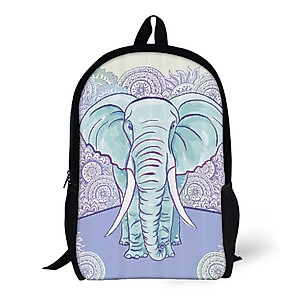 Watercolor Elephant Travel Backpack Casual 17 Inch Large Daypack Shoulder Bag with Adjustable Shoulder Straps