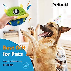 Petbobi Interactive Dog Toys Monster Plush Toy Shake Squeaky Crazy Bouncer Ball Battery Operated Toy for Small Medium Puppy Motorized Entertainment, Mysterious Bobby