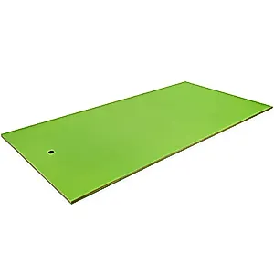 GYMAX Floating Water Mat, 12' x 6' Foam Water Floating Pad with Safe Bungee Tether and Storage Straps, 3-Layer XPE Foam Floating Island for Pool Lake River Outdoor Water Activities (Green)