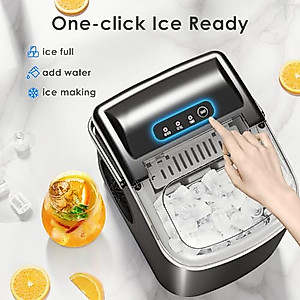 Ice Makers Countertop with Self-Cleaning, 26.5Lbs/24Hrs, 9 Cubes Ice Ready in 6~9Mins, Portable Ice Maker with Ice Scoop/Basket for Home/Kitchen/Office/Bar, Black