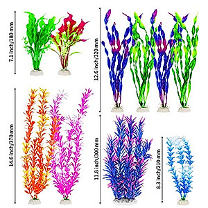 MyLifeUNIT Fish Tank Plants, 10 Pack Artificial Aquarium Plants for Decorations (Blue)