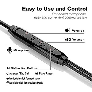 Dixvuk Earbuds Wired with Microphone Pack of 2, in-Ear Headphone Stereo Sound Noise Isolating, Earphone Fits 3.5mm Interface for iPad, Mp3/Mp4, Apple iPhone, Android Smartphones, Black(Black)