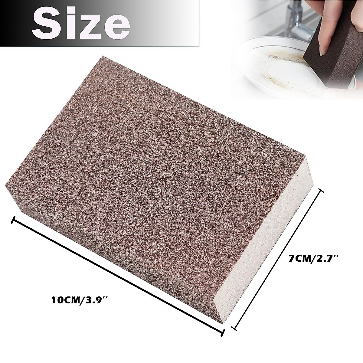 Sunxeke 6Pcs Sanding Sponge 220 Grit Blocks for Pot Brush Pan Brush Metal Sanding Wood Sanding Washable&Reusable N-G-001-220