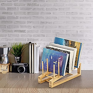 Yesland 3 Pack Wooden Dish Rack - Upgraded Bamboo Plate Bottle Drying Rack Dish Rack Stand - Kitchen Storage Cabinet Organizer for Pot Lid Dish Cup Cutting Board Bowl Water Bottles - Patent Pending