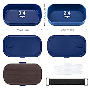 Caperci Modern Bento Box Adult Lunch Box - 2 Layers Stackable Leak-proof Lunch Container for Adults & Older Kids, Original Sealing Strap, Built-in Divider & Utensil Set, BPA Free (Navy Blue)